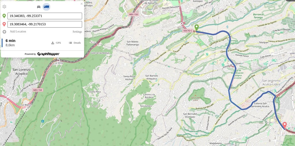 Different route using truck profile in Web Graphhopper and locally - Developers - GraphHopper Forum