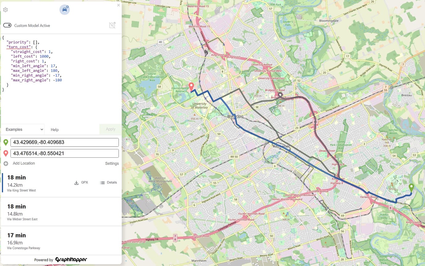 How to configure: Avoid left turns? - Open Source Routing Engine - GraphHopper Forum